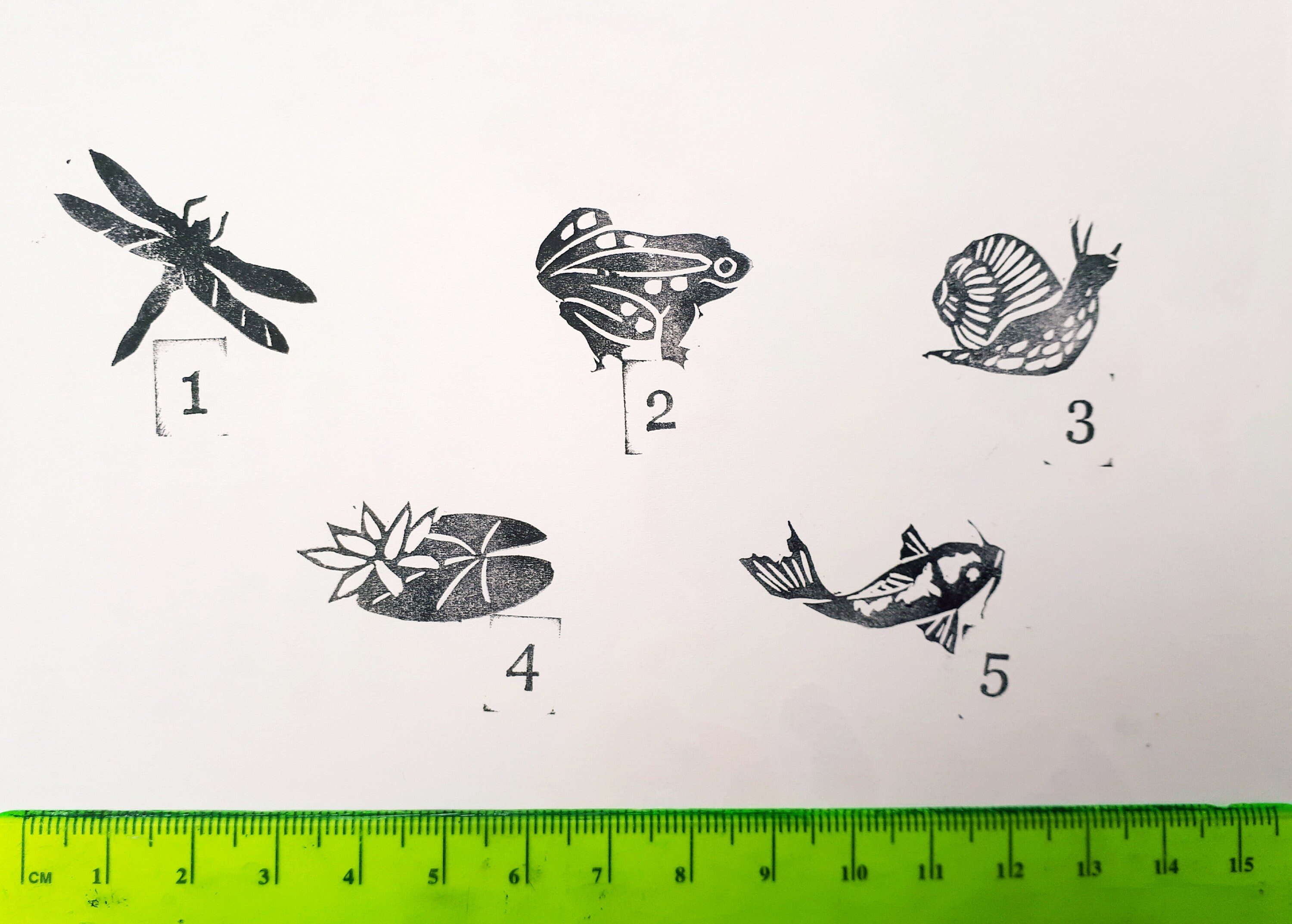 Recyclable Paper, Koi Carp Hand Carved Printing Blocks Lily Pad Snail ...