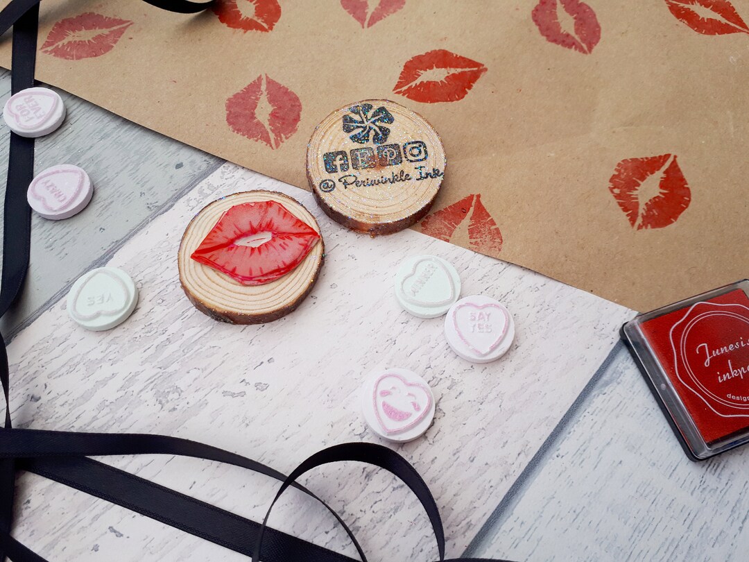 Realistic Kiss Lips Ink Stamp, Handcarved Lipstick Mark Printing Block ...
