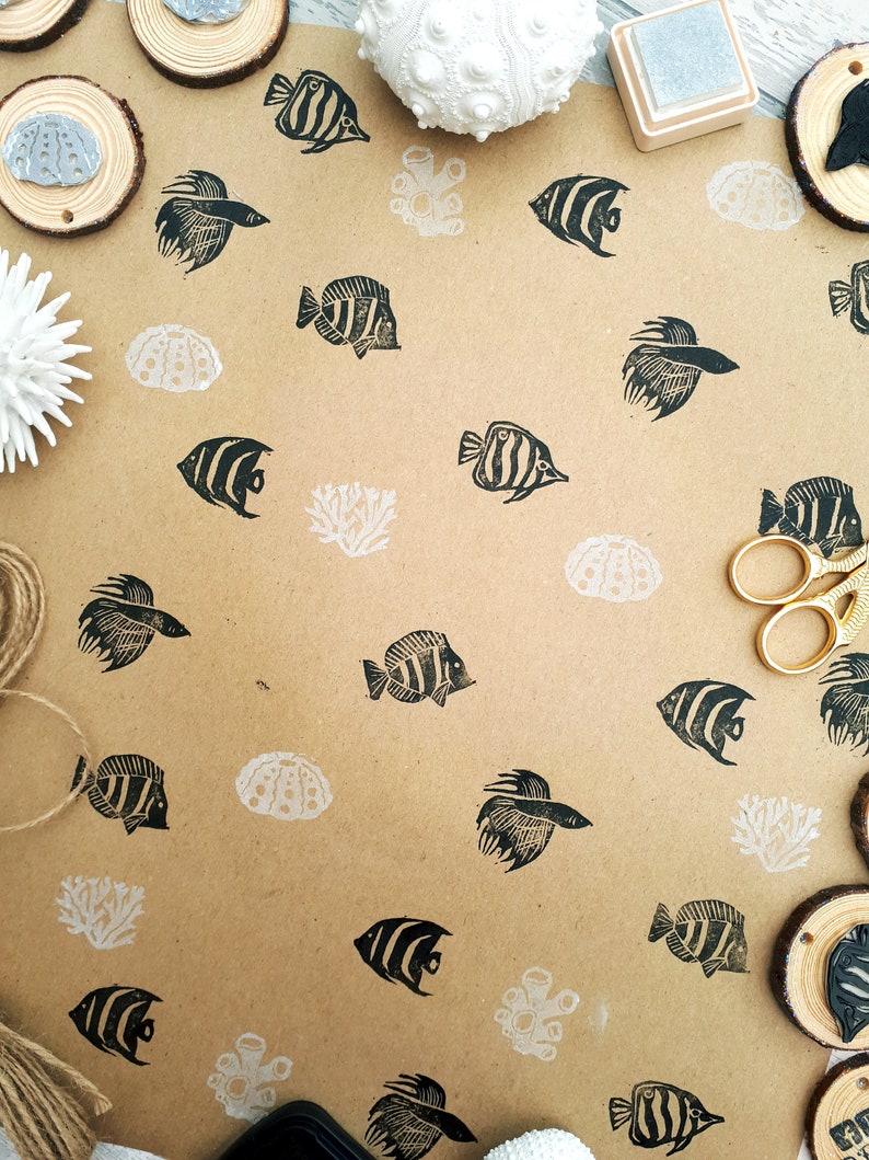 Tropical Fish Ink Stamps Cichlid Butterfly Fish Angel Fish - Etsy