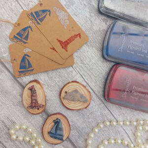 Hand Carved Nautical Ink Stamp Set, Sea Themed Rubber Printing Blocks ...