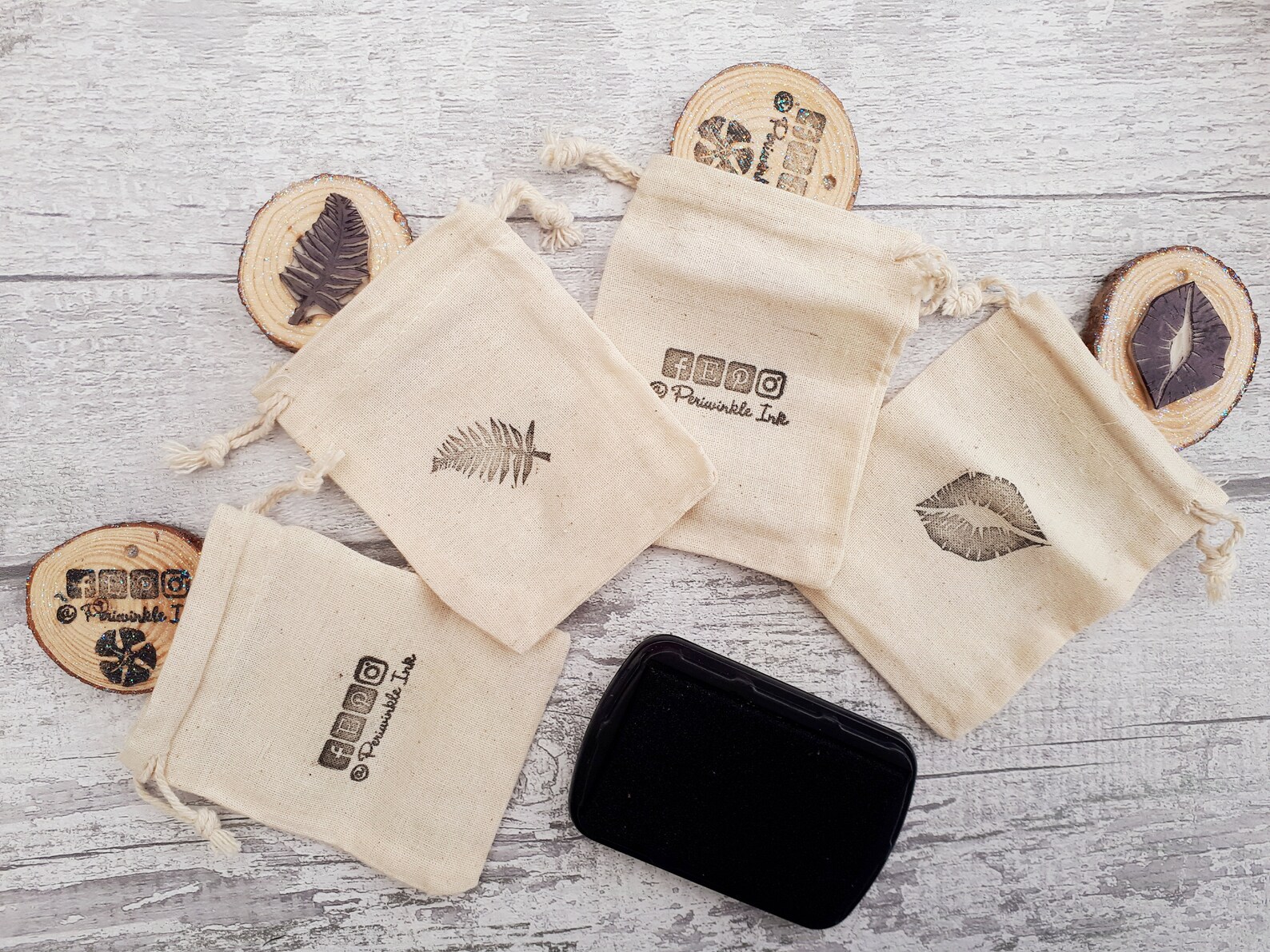 Ink stamp pouches rubber stamp linen pull string storage | Etsy