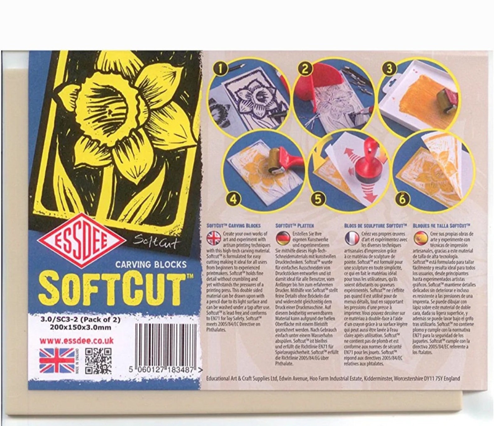 Essdee Softcut Printmaking and Carving Blocks (pack of 2) 200x150mm 3.0 ...