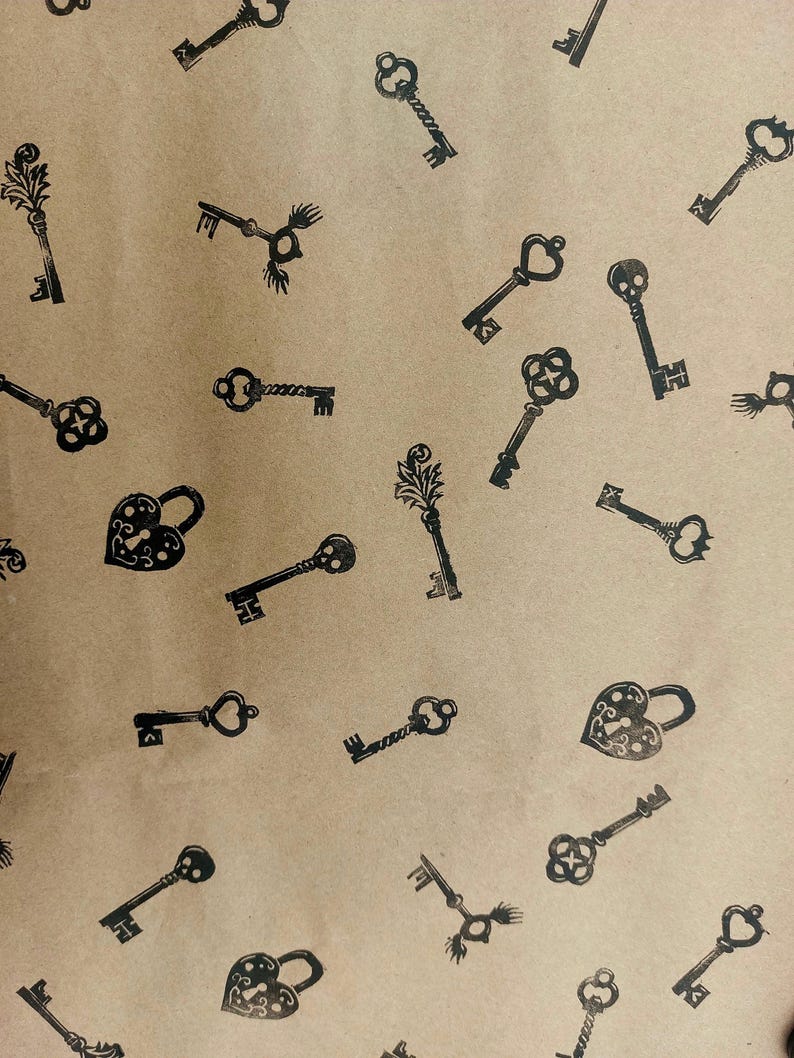 Key Ink Stamps, Lock and Key Stamper Set, Skeleton Key Printing Block ...