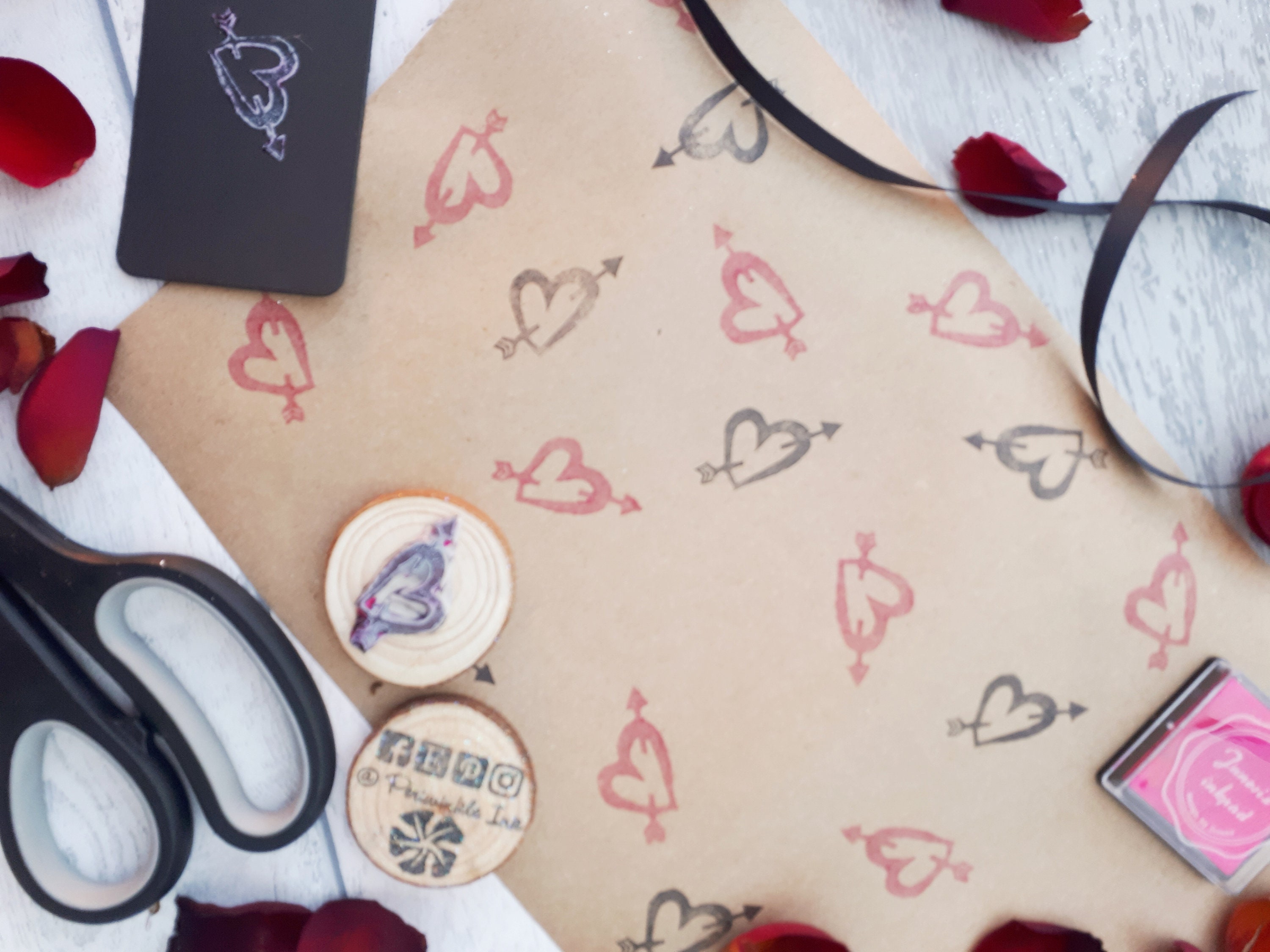 Love Heart Ink Stamp Geometric Heart Rubber Stamp Hand - Etsy UK