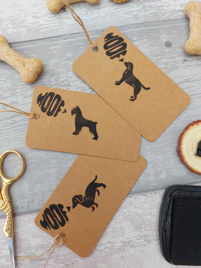 Hand Carved Dog Ink Stamp, Dachshund, Schnauzer, Labrador and Woof Ink ...