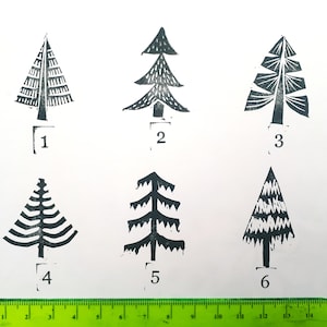 Christmas Tree Ink Stamp, Fir Tree Printing Block, Hand Carved, DIY ...