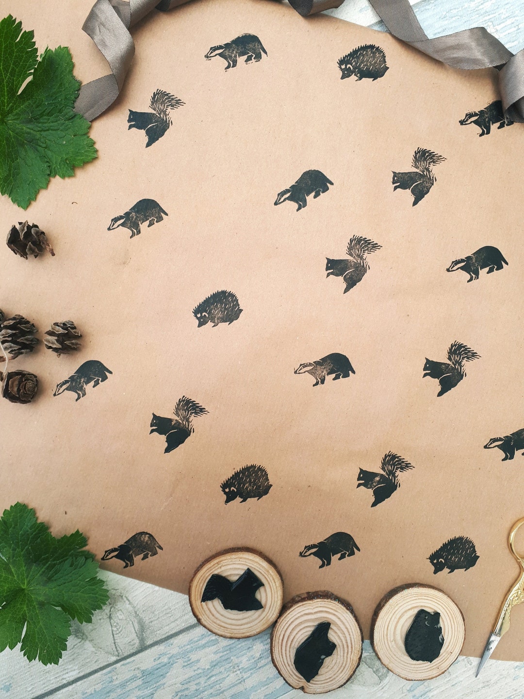 Hand Carved Woodland Animals Ink Stamps, Forest Animal Stamps, Squirrel ...