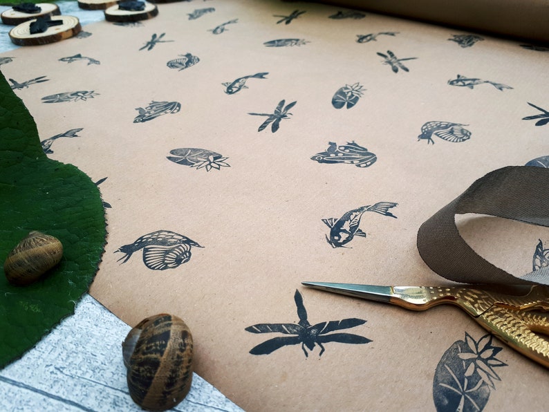 Pond Life Ink Stamps, Dragonfly, Frog, Snail, Lily Pad, Koi Carp, Duck ...