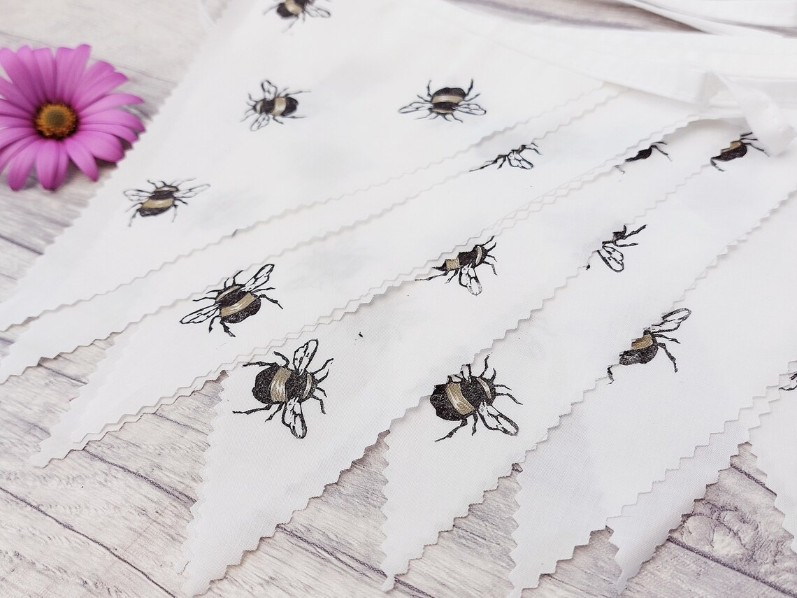 Hand Printed Linocut Bumble Bee Bunting Jubilee Garden Decor - Etsy UK