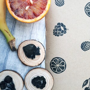 Hand Carved Fruit Ink Stamps, DIY Eco Recyclable Wrapping Paper, Berry ...