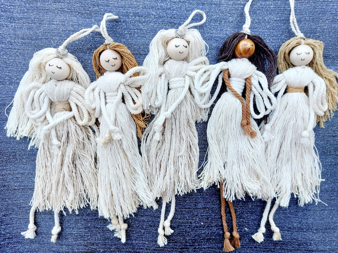 Handmade Macrame Angel Tree Decoration, Hanging Angel, Christmas Angel ...