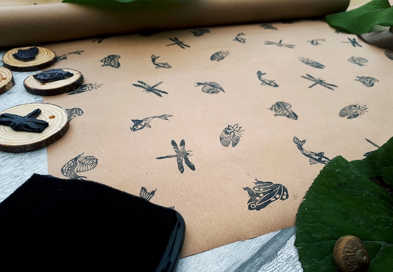 Pond Life Ink Stamps, Dragonfly, Frog, Snail, Lily Pad, Koi Carp, Duck ...
