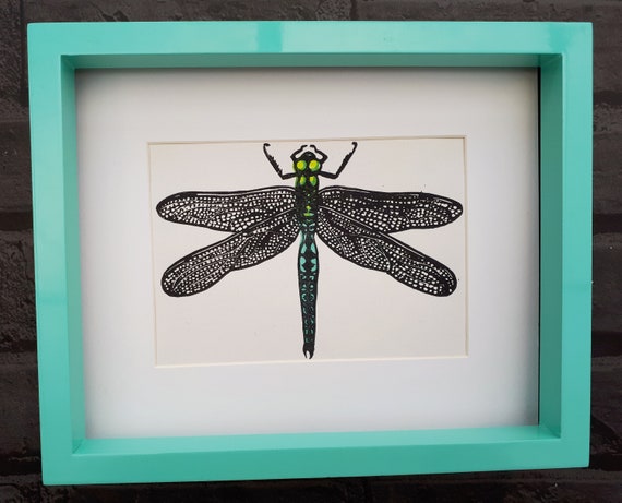 Emperor Dragonfly Linocut Turquoise Dragonfly Print Limited | Etsy