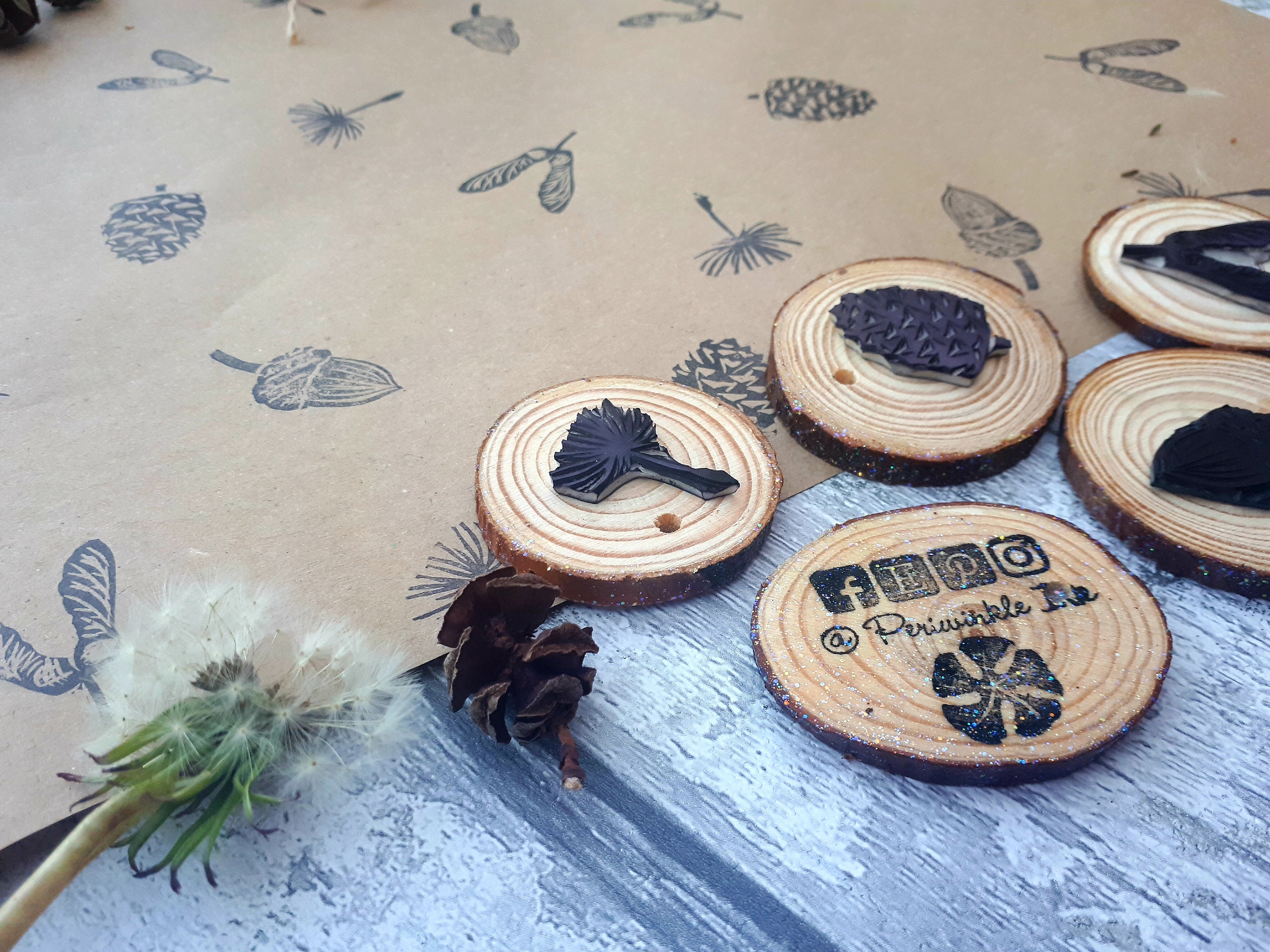Seeds Ink Stamps Pine Cone Sycamore Dandilion | Etsy