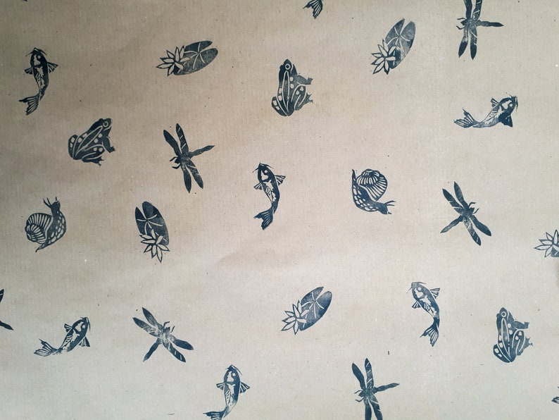 Pond Life Ink Stamps, Dragonfly, Frog, Snail, Lily Pad, Koi Carp, Duck ...