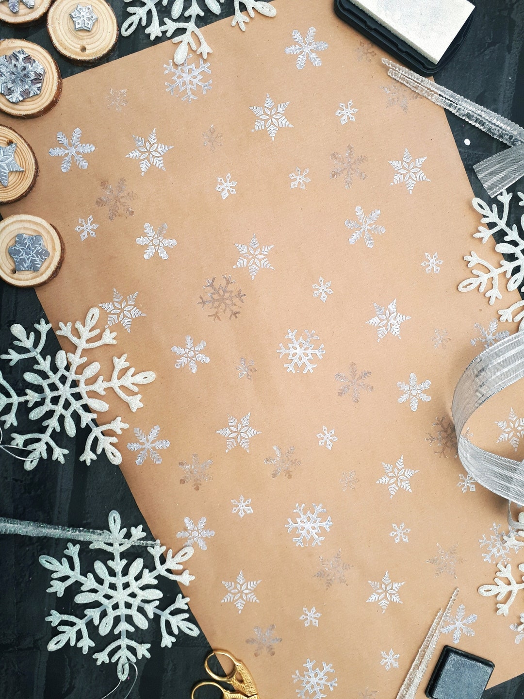 Snowflake Ink Stamps, Christmas Printing Blocks, Hand Carved Rubber ...