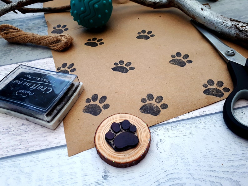 Paw Print Ink Stamp, Bone and Woof Hand Carved Printing Block, DIY ...