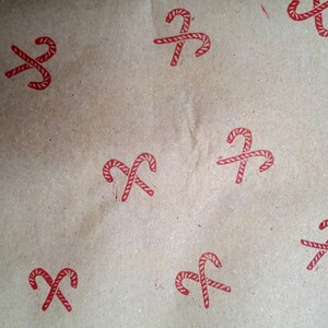 Candy Cane Ink Stamp, Printing Block, Hand Carved, DIY Wrapping Paper ...