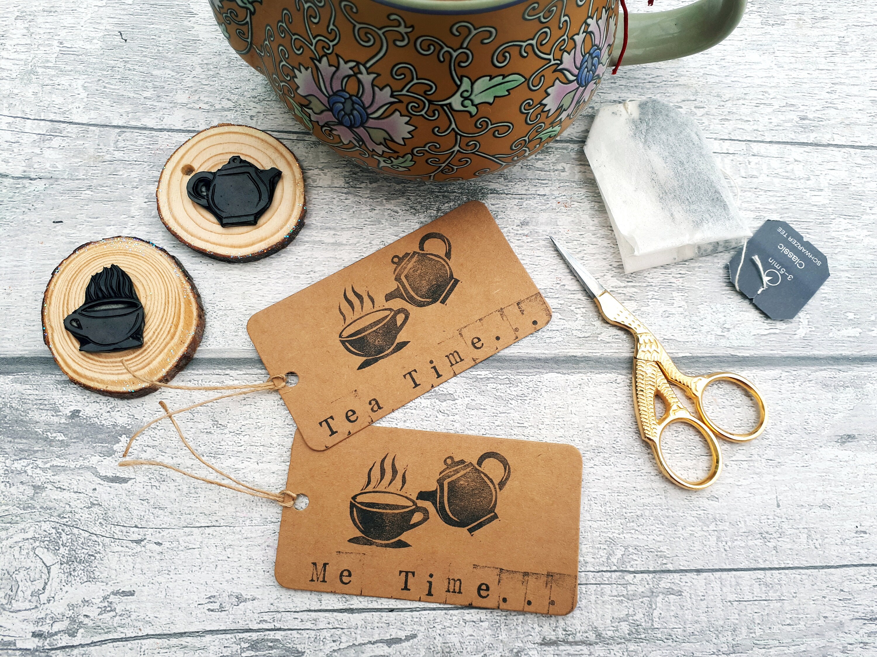 Tea and Coffee Ink Stamps, Kettle, Tea Bag, Tea Cupprinting Blocks ...