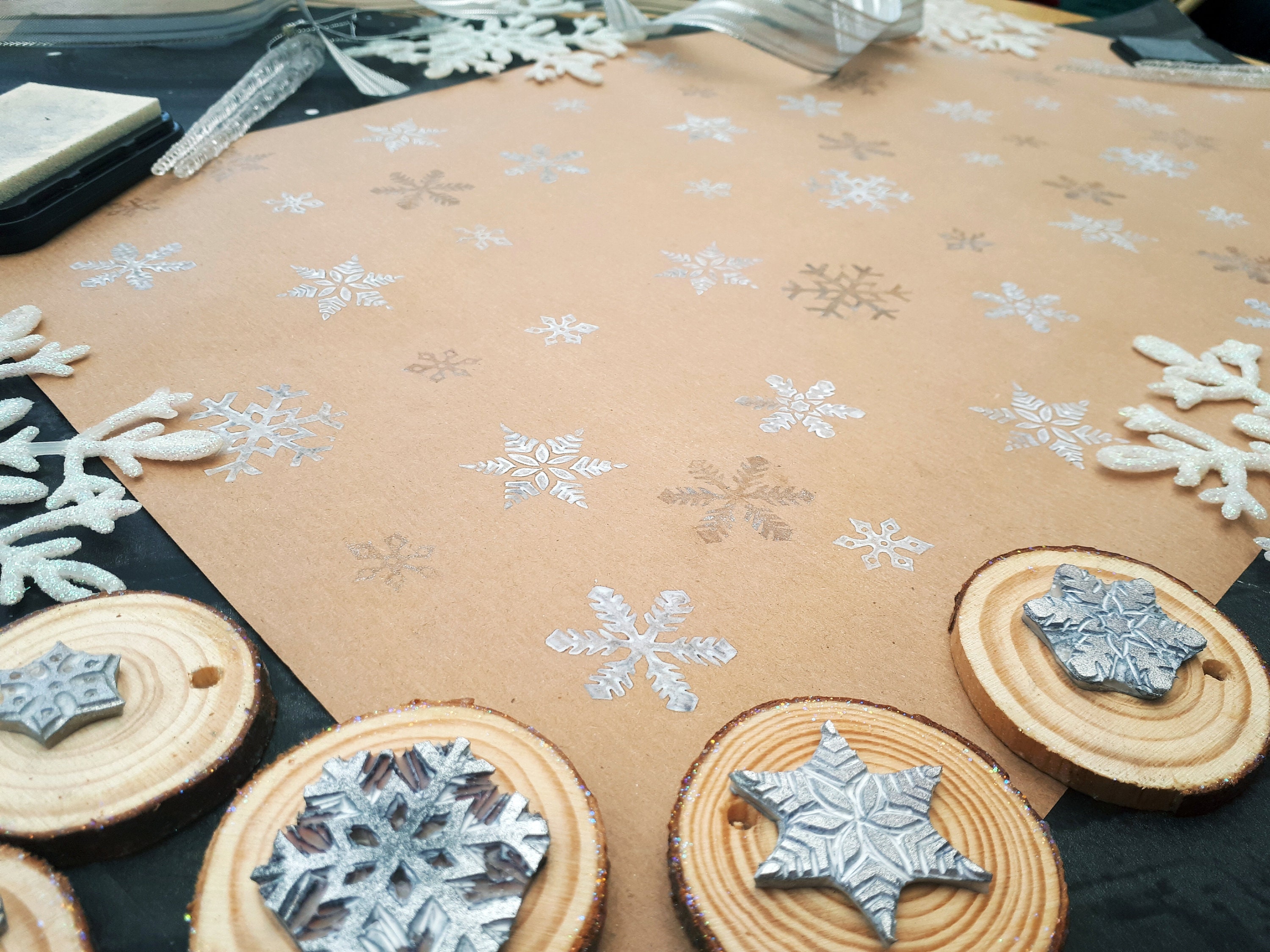 Snowflake Ink Stamps Christmas Printing Blocks Hand Carved - Etsy UK