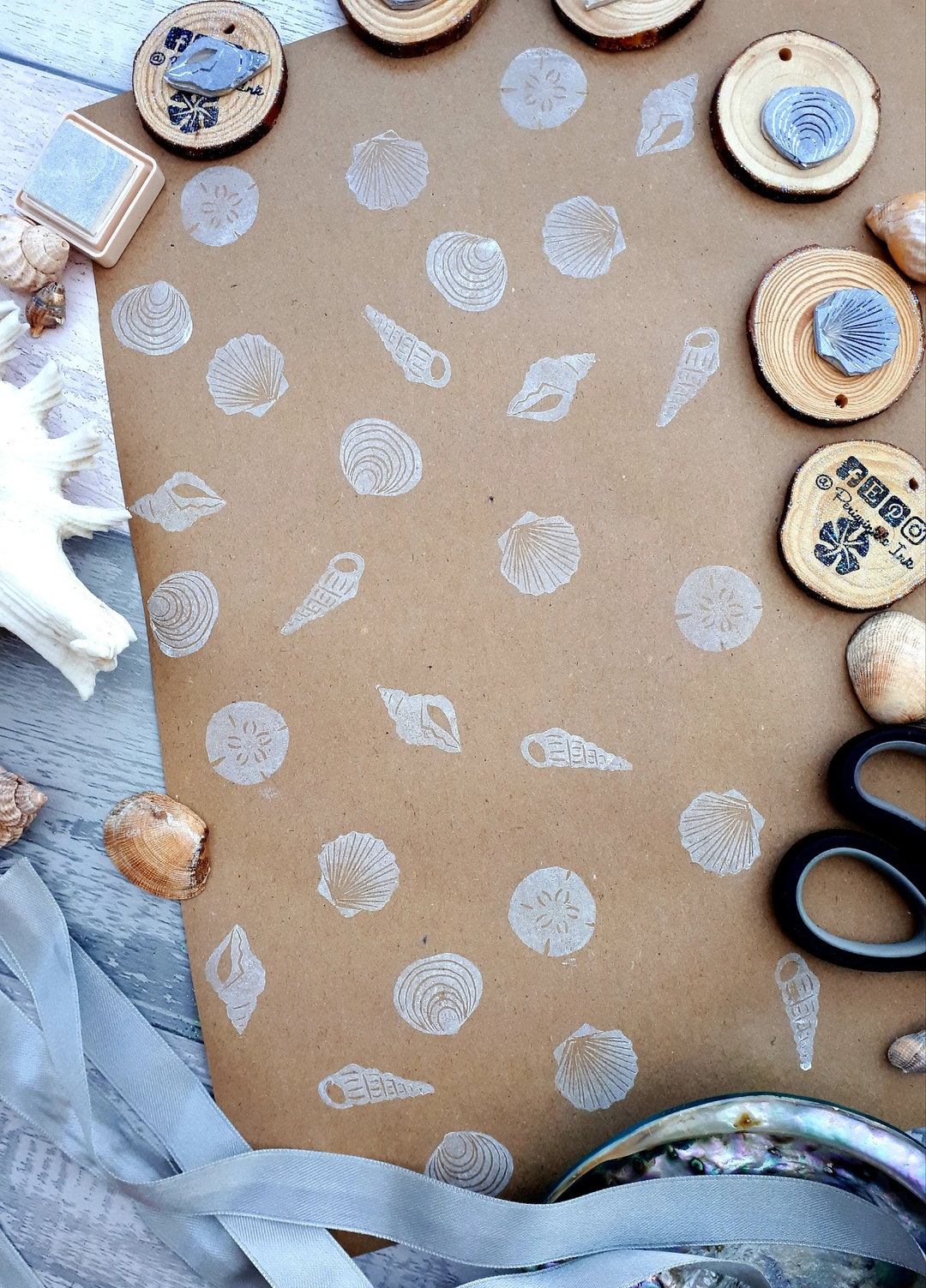 Seashell Ink Stamps, Shell Printing Block, DIY Eco Recyclable Wrapping ...