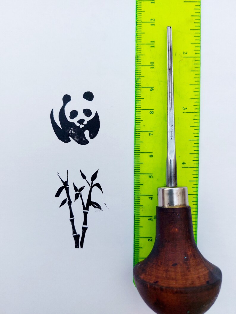 Hand Carved Panda and Bamboo Ink Stamp Sets, Rubber Stamper Printing ...