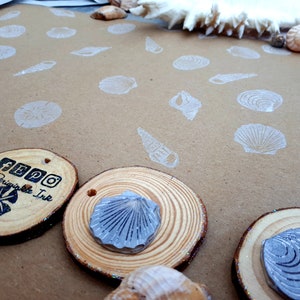 Seashell Ink Stamps, Shell Printing Block, DIY Eco Recyclable Wrapping ...