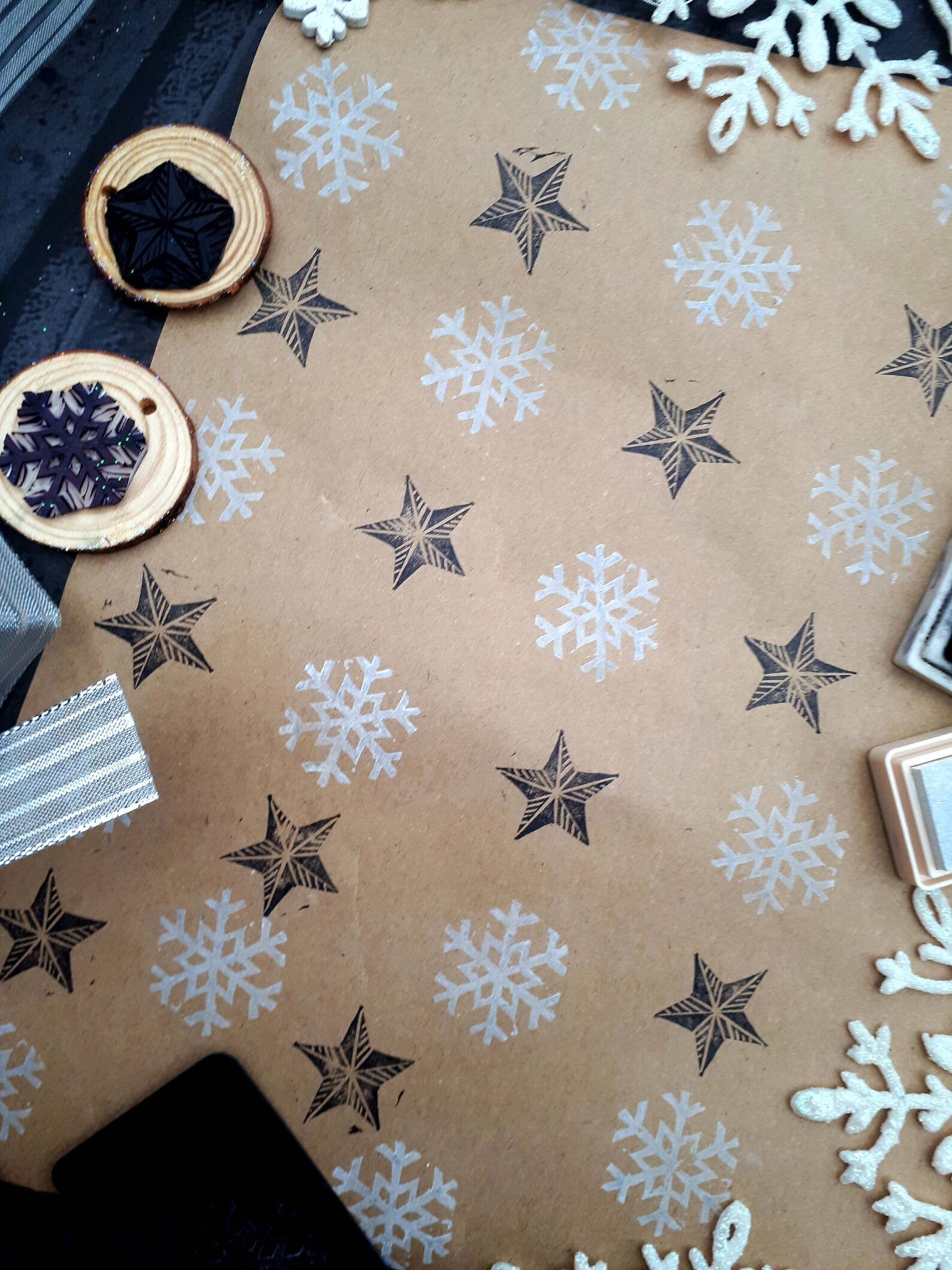 Snowflake Ink Stamps Christmas Printing Blocks Hand Carved - Etsy UK