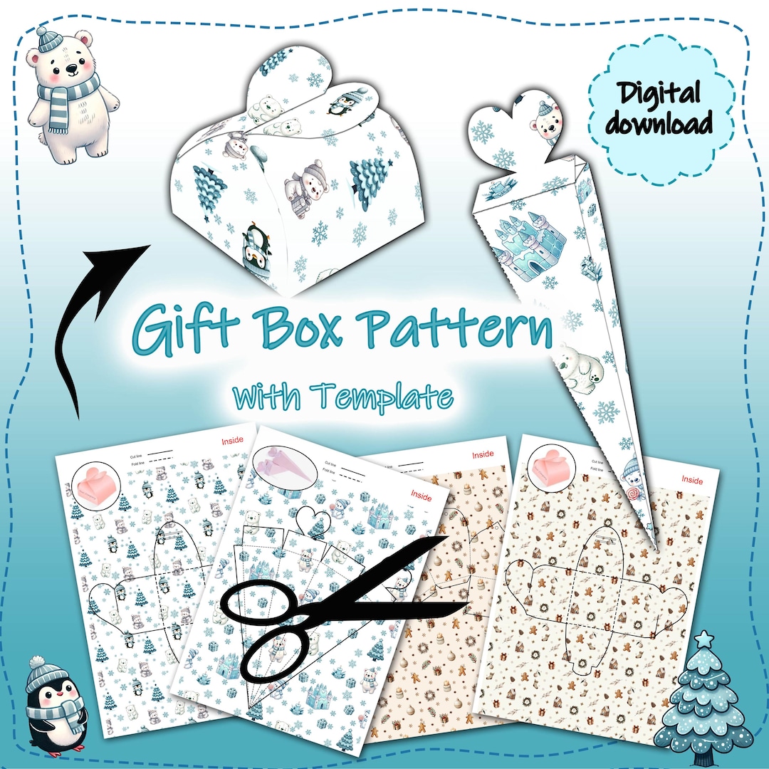 Christmas Gift Box Templates – DIY Holiday Treat Box | Digital Download ...