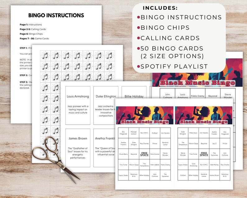 Black Music Bingo Printable Game, Spotify Playlist Included, 50 Bingo ...