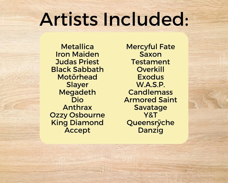 Music Bingo: 1980s Heavy Metal Bingo, 80s Metal, Hair Bands, Thrash ...