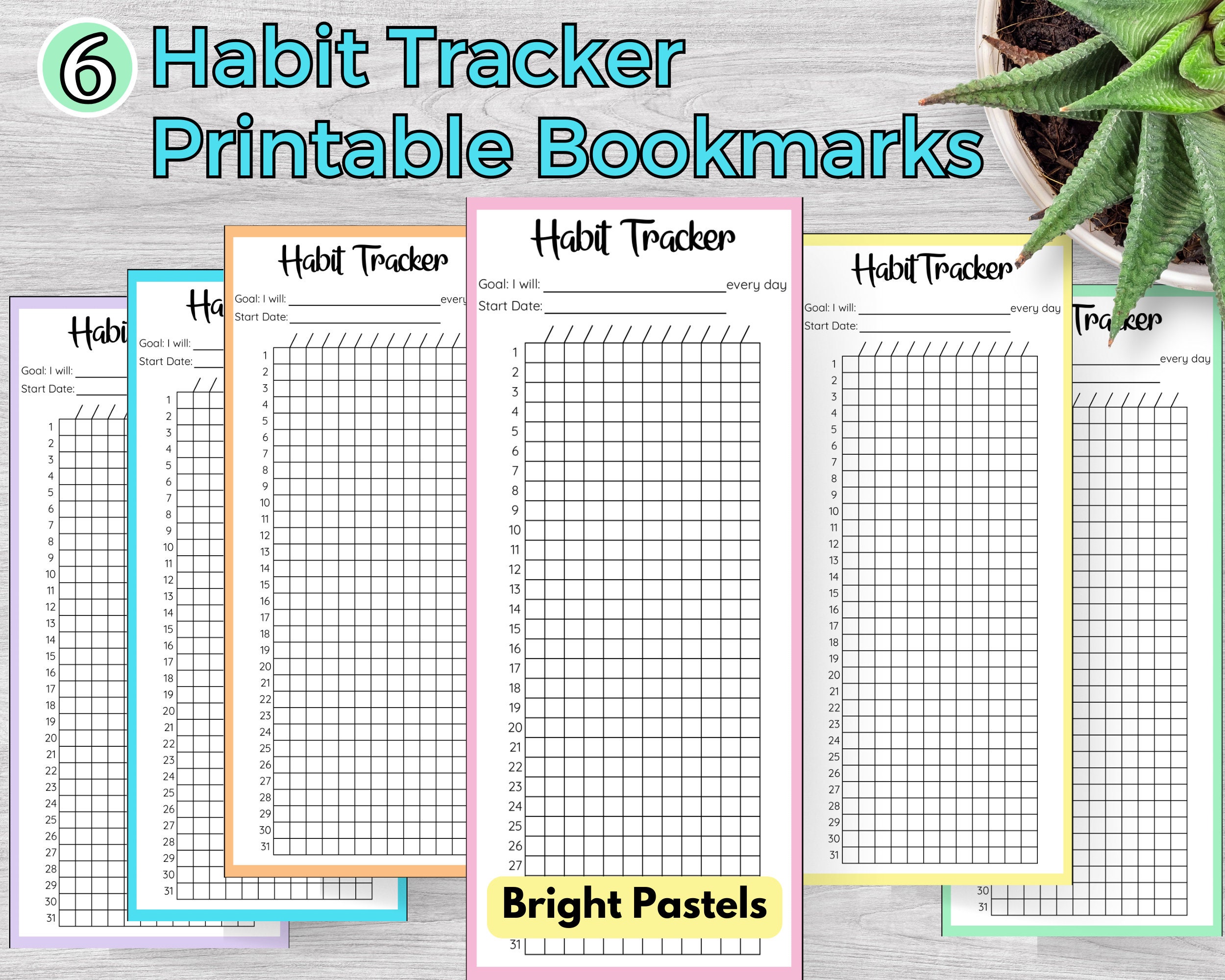 Habit Tracker Bookmark Bright Pastels, Reading Tracker, Bookmark ...