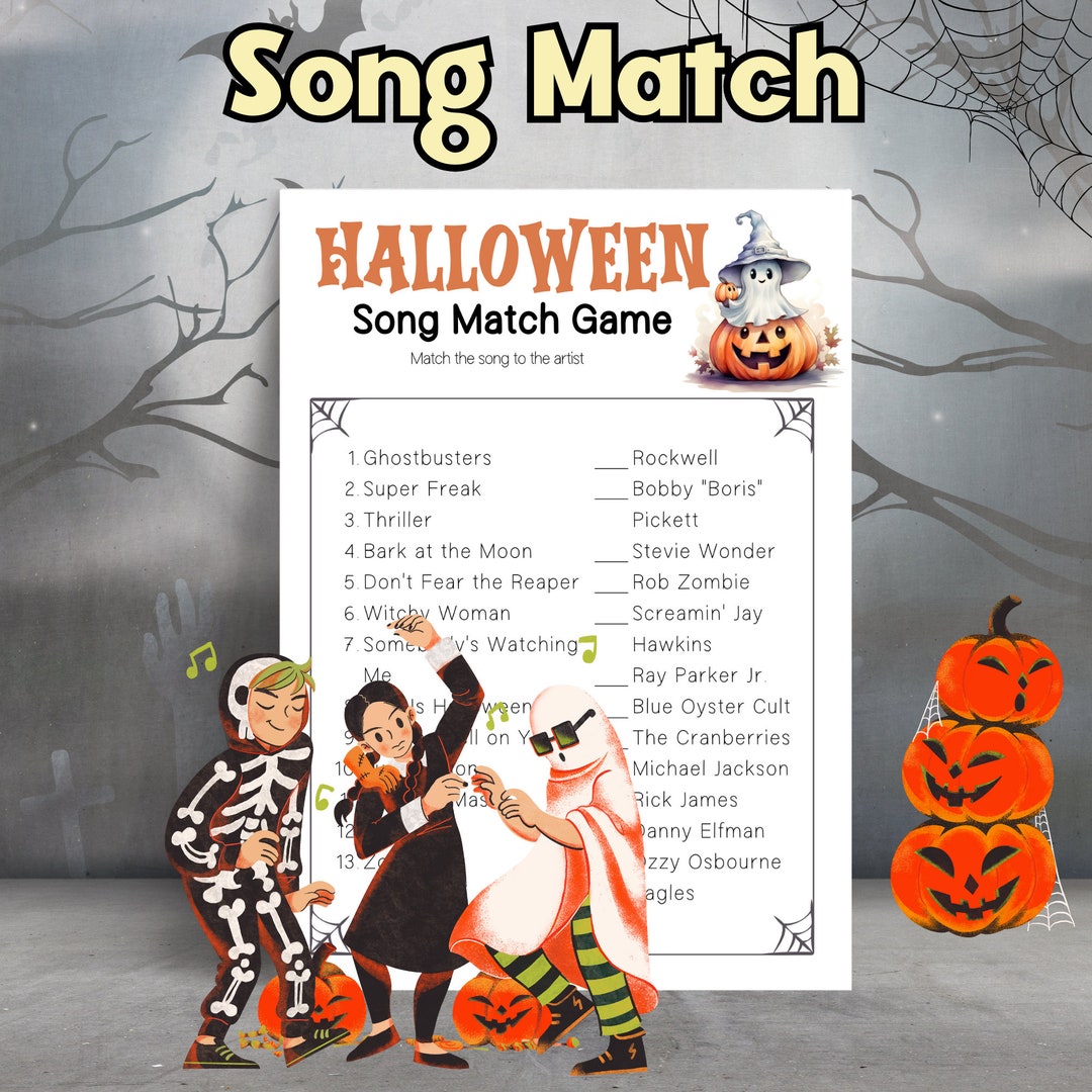 Halloween Song Match Game Printable, Music Match Trivia Instant ...