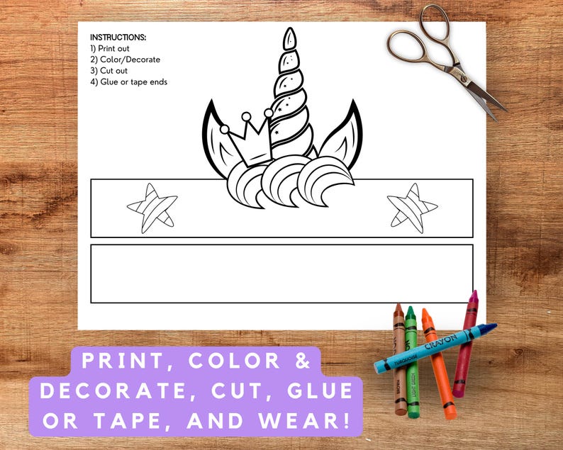 Unicorn Paper Crown, Unicorn Birthday Party, Unicorn Paper Craft ...