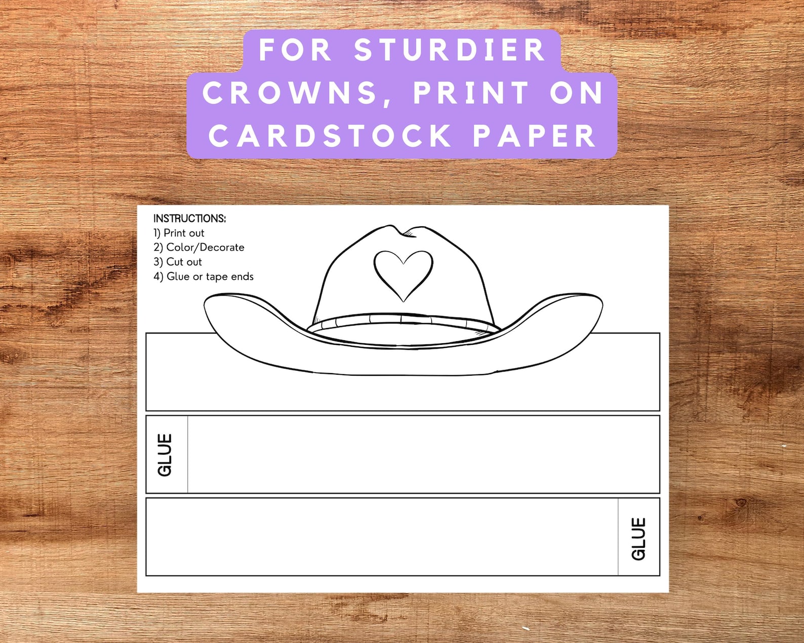 Cowboy Hat Paper Crown, Sheriff Hat, Cowgirl Hat, Coloring Craft for ...