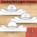 Cowboy Hat Paper Crown, Sheriff Hat, Cowgirl Hat, Coloring Craft for ...