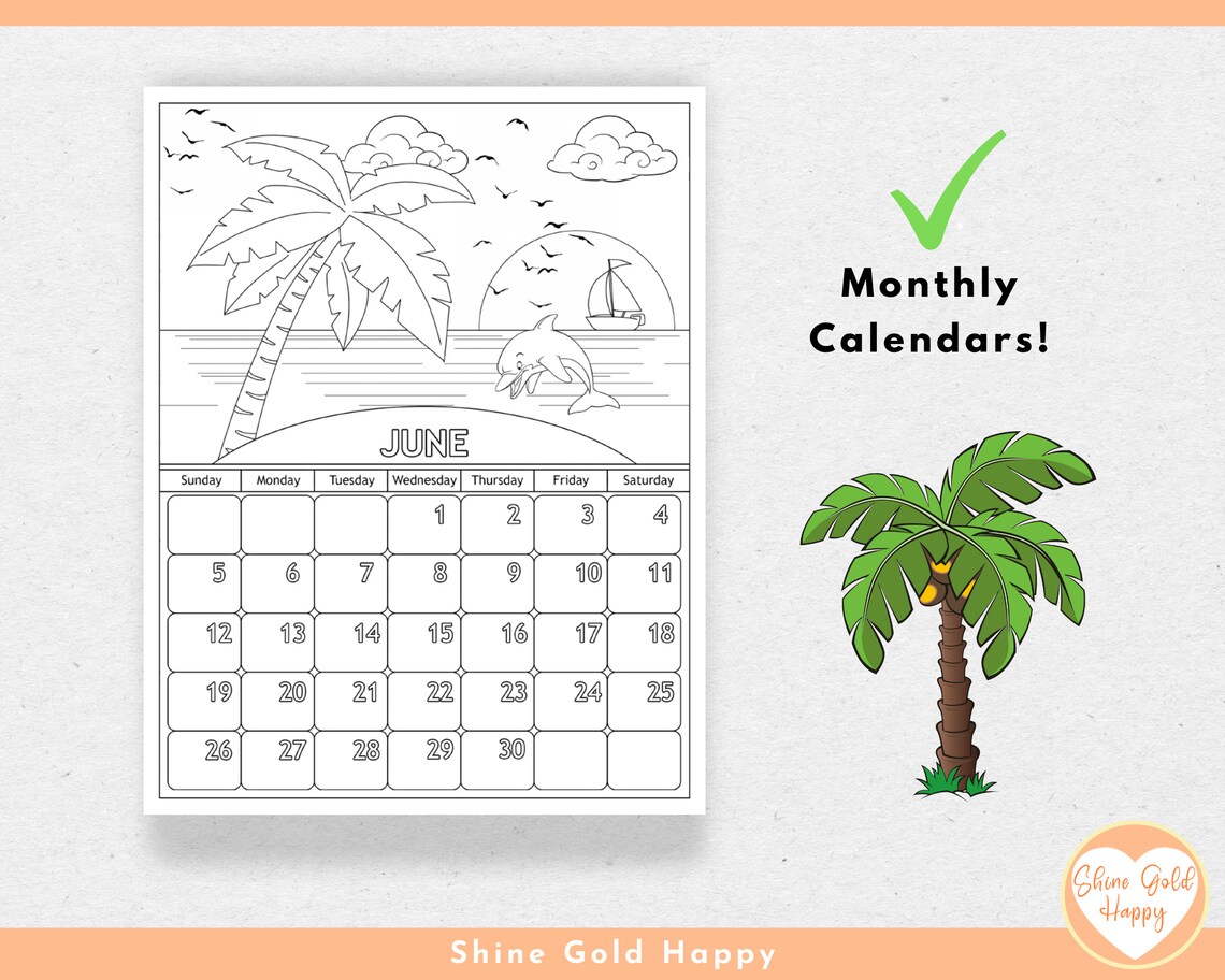 2022 Nature Coloring Calendar PDF Digital Download Printable | Etsy