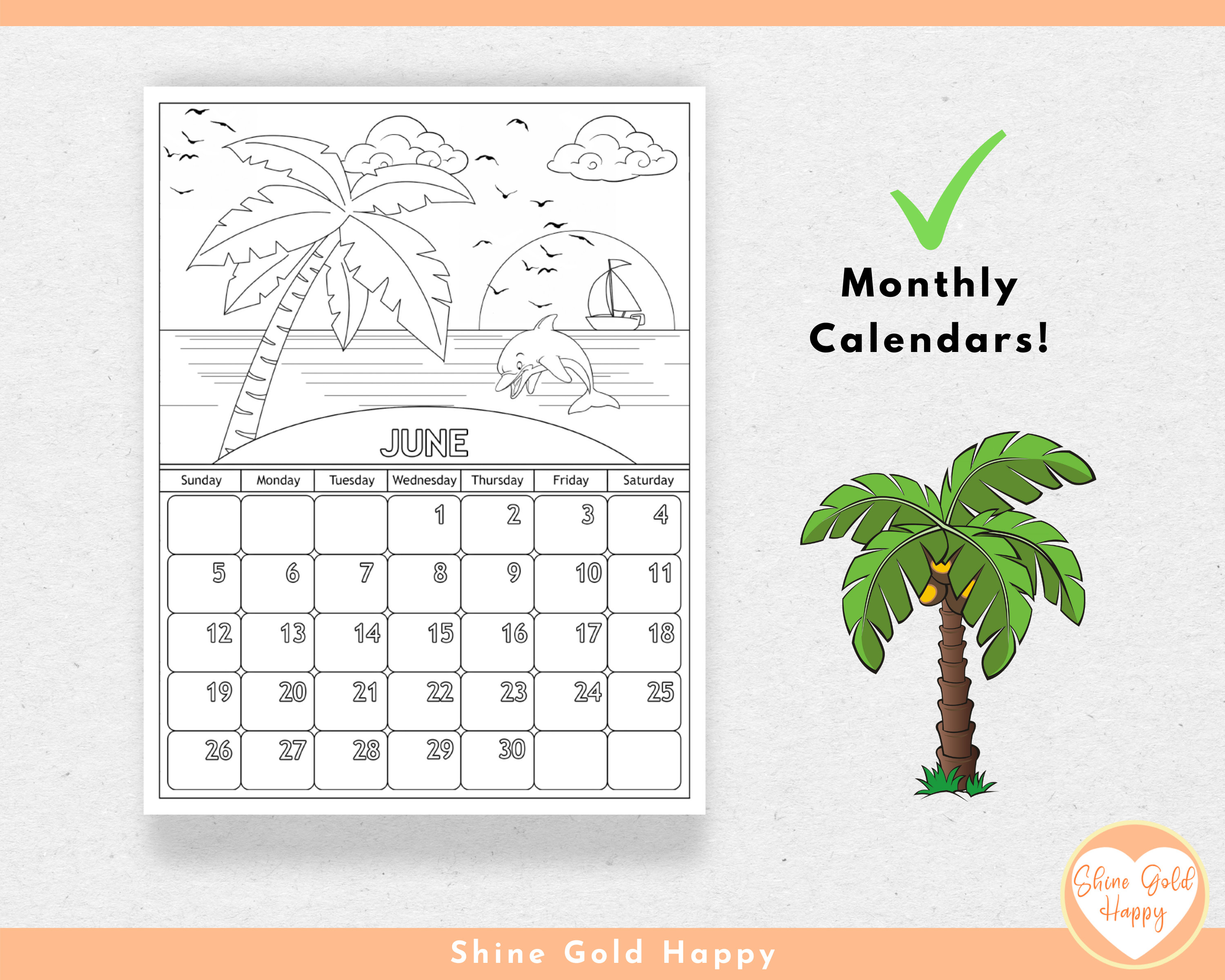 2022 Nature Coloring Calendar PDF Digital Download Printable | Etsy