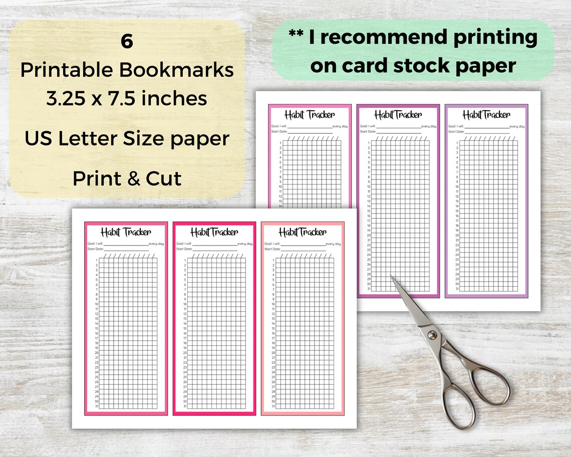 Habit Tracker Bookmark Romantic, Reading Tracker, Bookmark Tracker ...