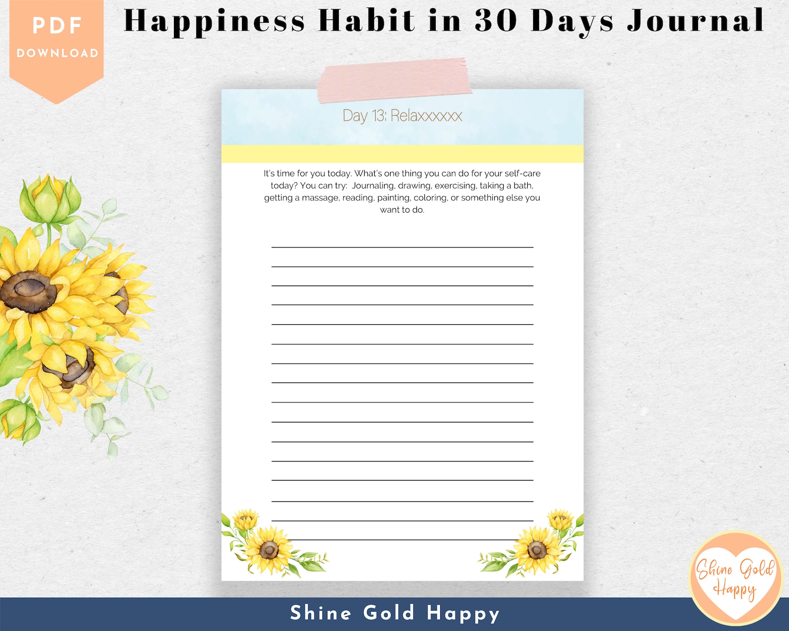 Happiness Habit in 30 Days Journal PDF Digital Download Printable - Etsy