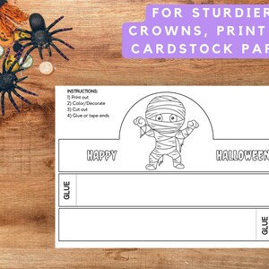 Halloween Paper Crowns, Coloring Craft for Kids, Paper Crown Craft ...