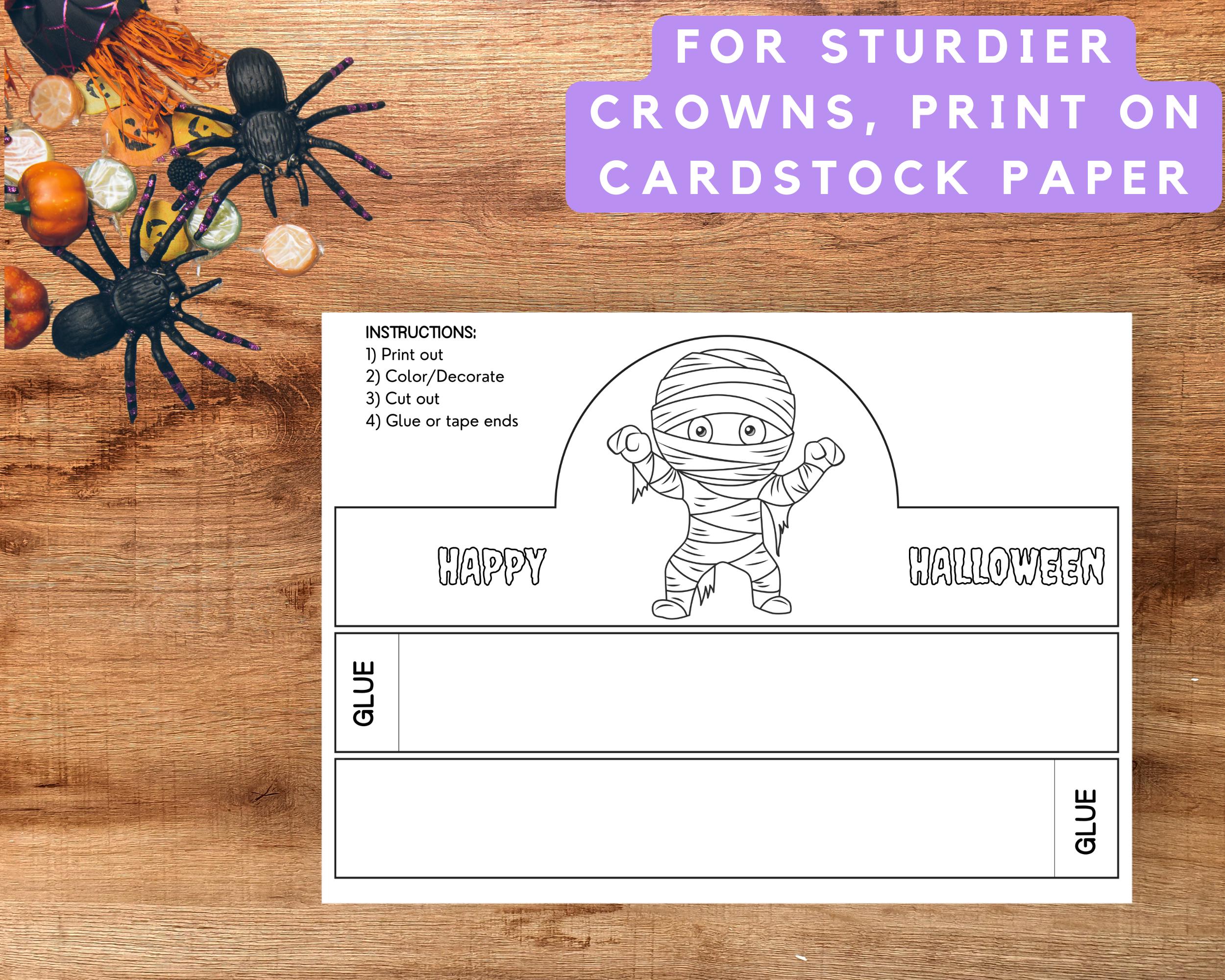 Halloween Paper Crowns, Coloring Craft for Kids, Paper Crown Craft ...