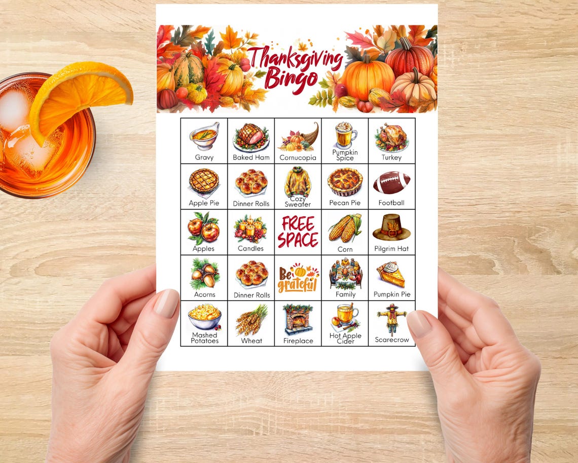 Thanksgiving Bingo, 50 Unique Bingo Cards, Thanksgiving Games Bingo ...