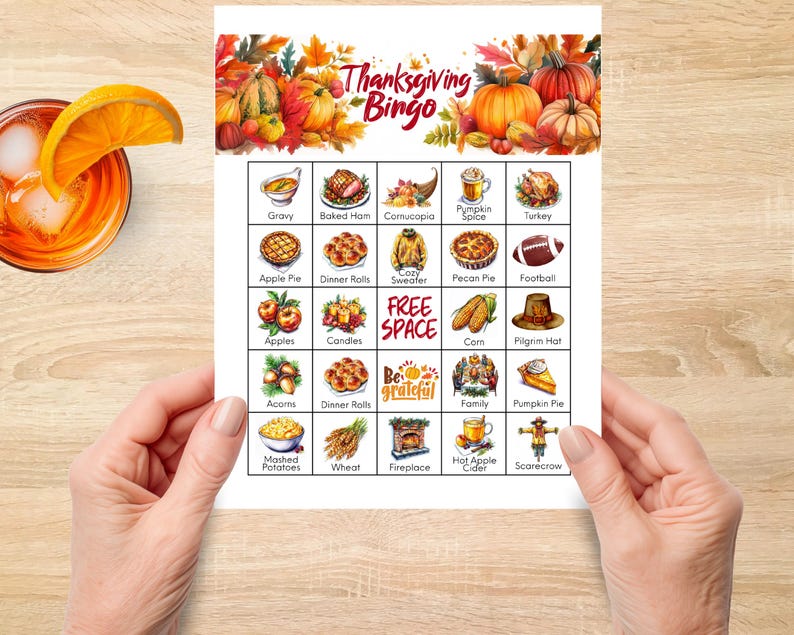 Thanksgiving Bingo, 50 Unique Bingo Cards, Thanksgiving Games ...