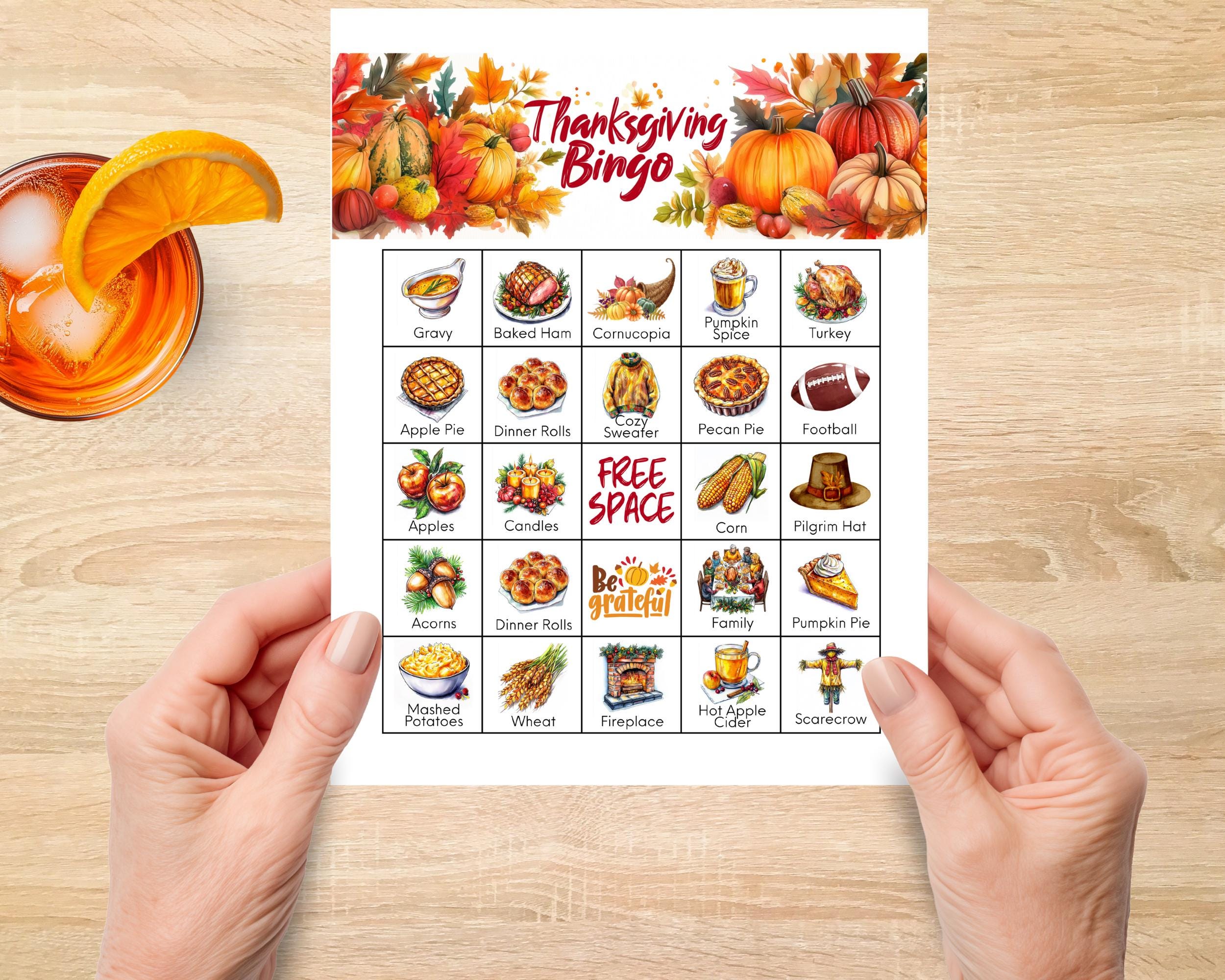 Thanksgiving Bingo, 50 Unique Bingo Cards, Thanksgiving Games ...