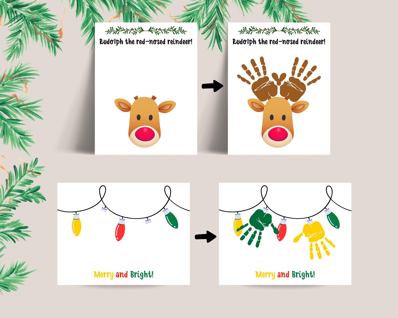 Christmas Handprint Art Bundle, Handprint Craft, DIY Holiday Activity ...