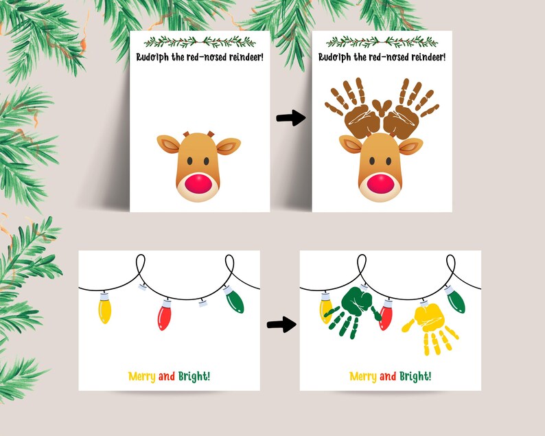 Christmas Handprint Art Bundle, Handprint Craft, DIY Holiday Activity ...