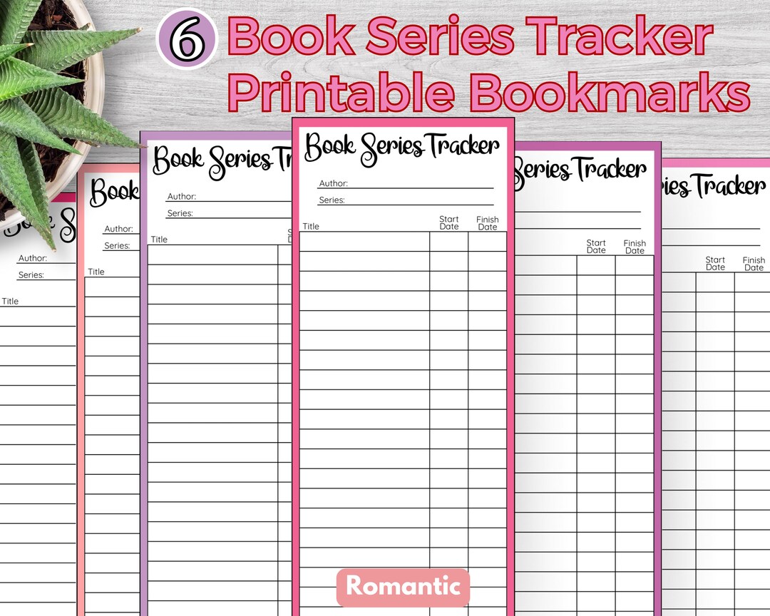 Book Series Tracker Bookmark Romantic, Reading Tracker, Bookmark ...