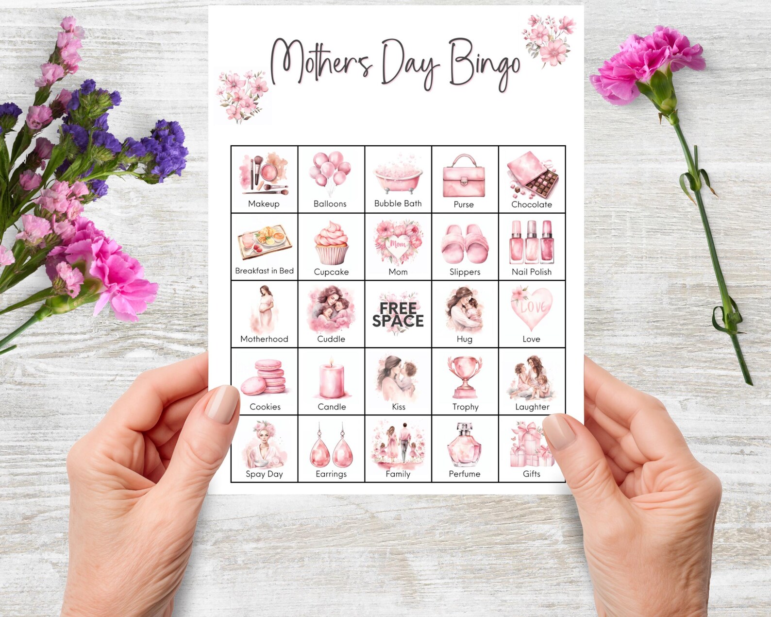 Mothers Day Bingo Printable Game, Mother's Day Games, 50 Unique Bingo ...