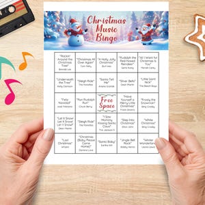 Christmas Music Bingo, 50 Unique Cards, Christmas Song Game, Christmas ...